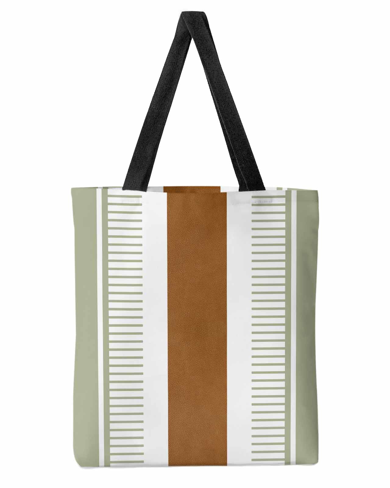 Canvas Tote Bag For Women Boho Sage Green and Brown Striped Geometric ...