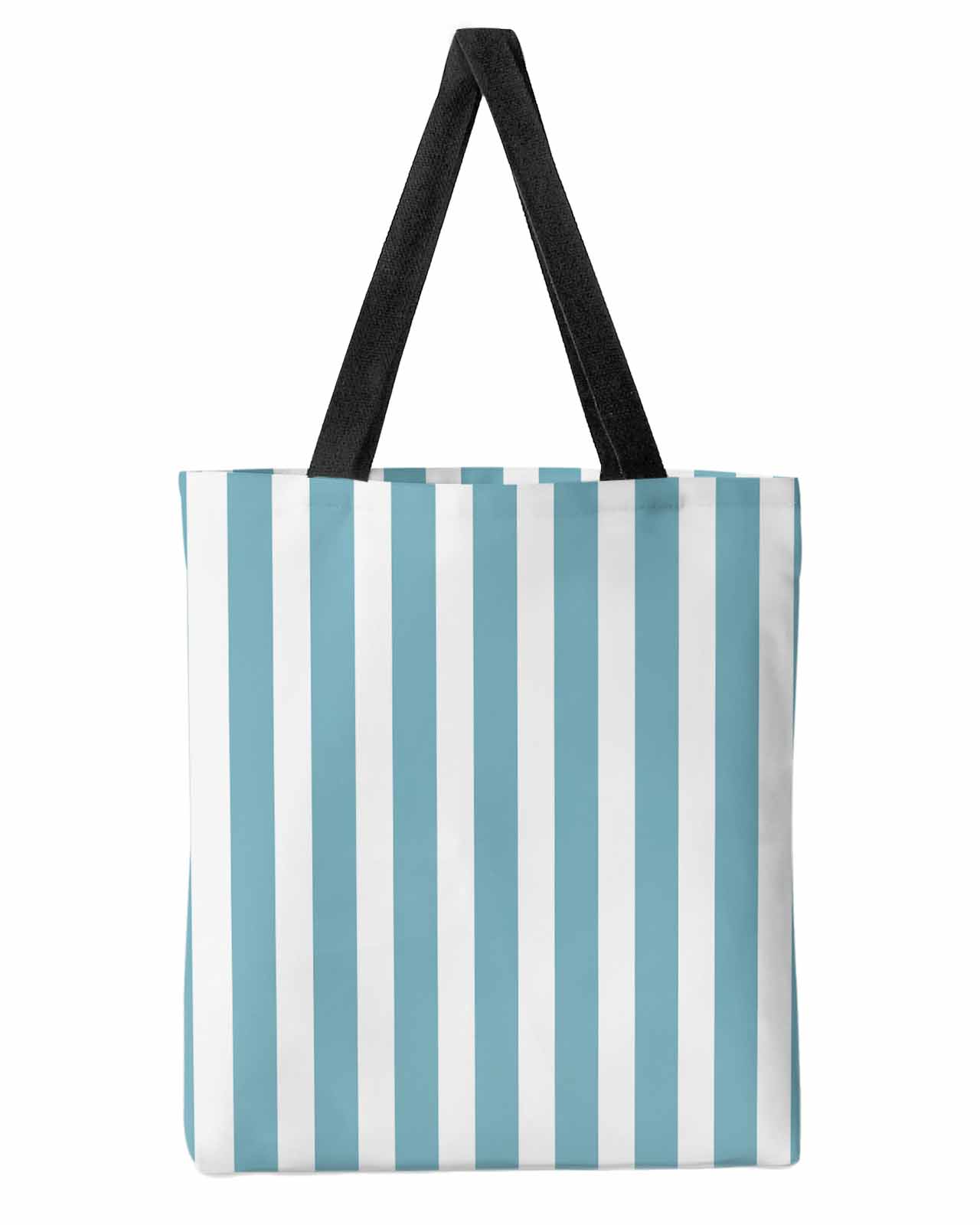 Canvas Tote Bag For Women Cyan and White Striped Geometric Cloth Tote ...