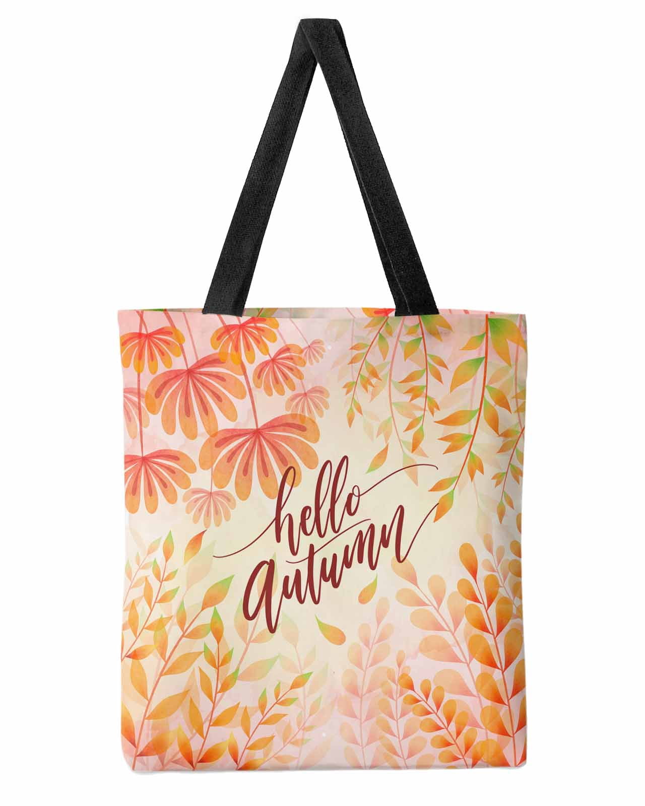 Canvas Tote Bag For Women Fall Hello Autumn Leaf Plant Thanksgiving ...