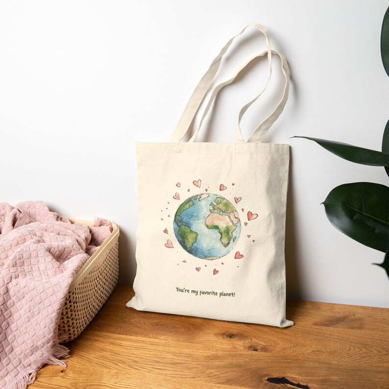 Canvas Tote Bag – Planet Earth Love, Eco-Friendly Shopper, Save Our ...