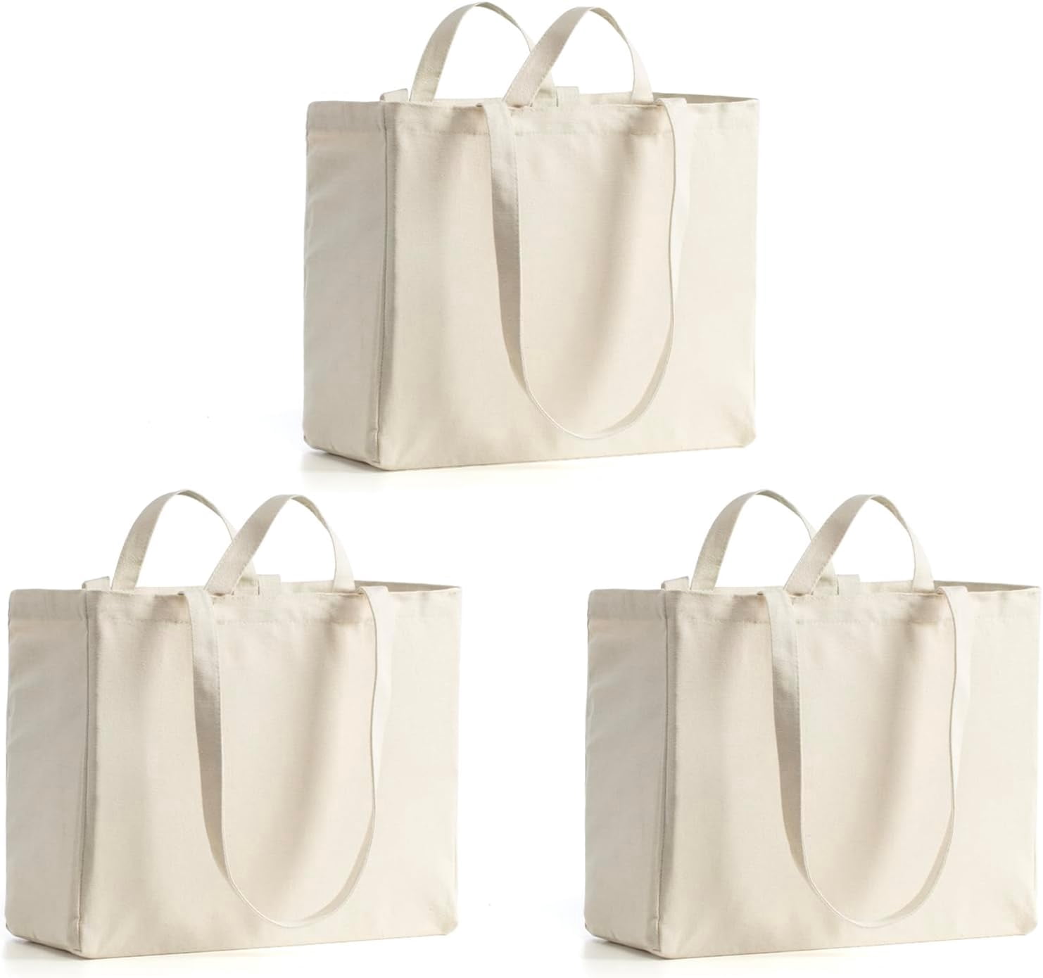 Canvas Tote Bag Reusable Grocery Bags with Long Shoulder Strap and ...