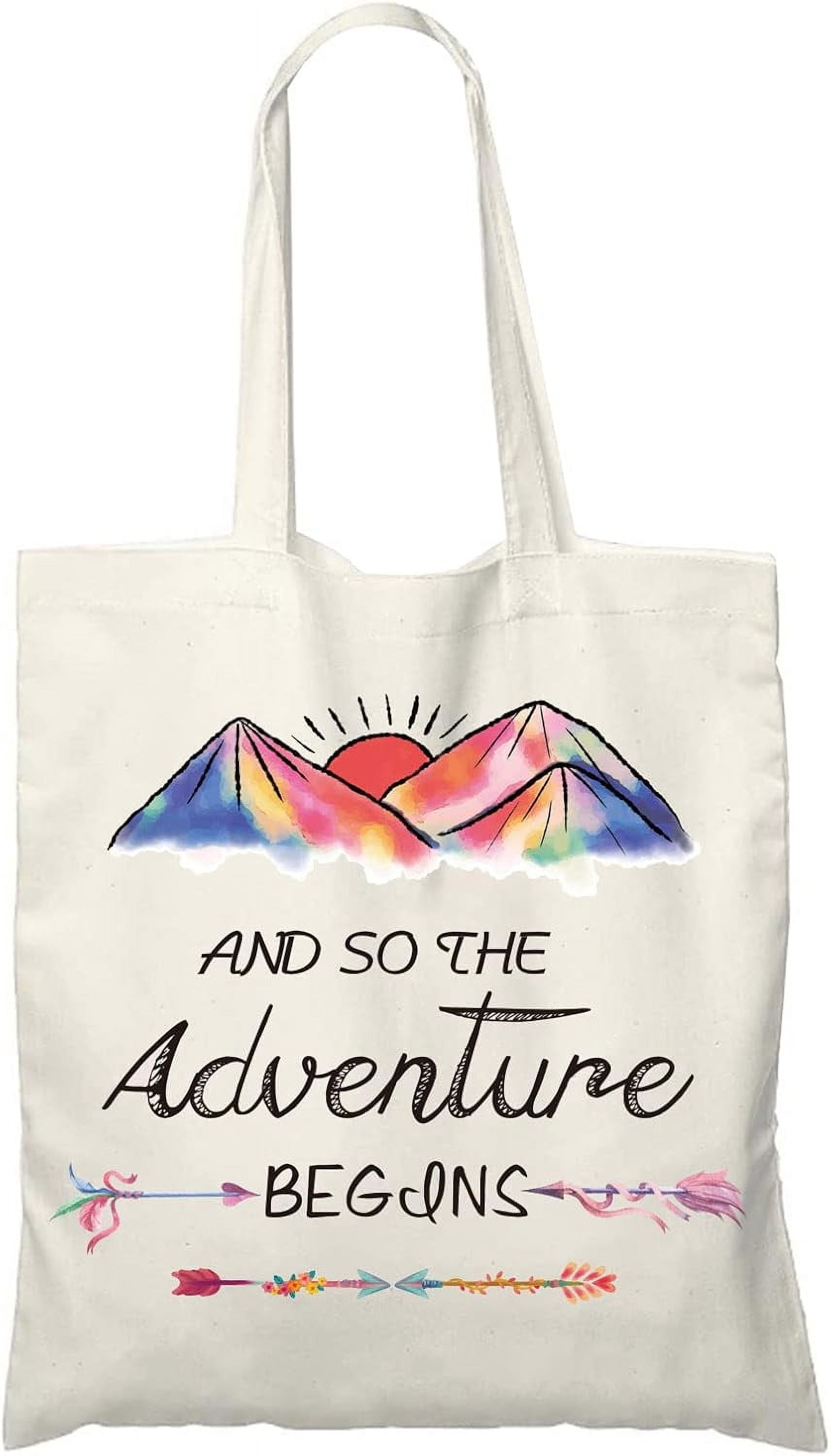Canvas Tote Bag Shopping Bags (15x13 Inch and So The Adventure Begins ...