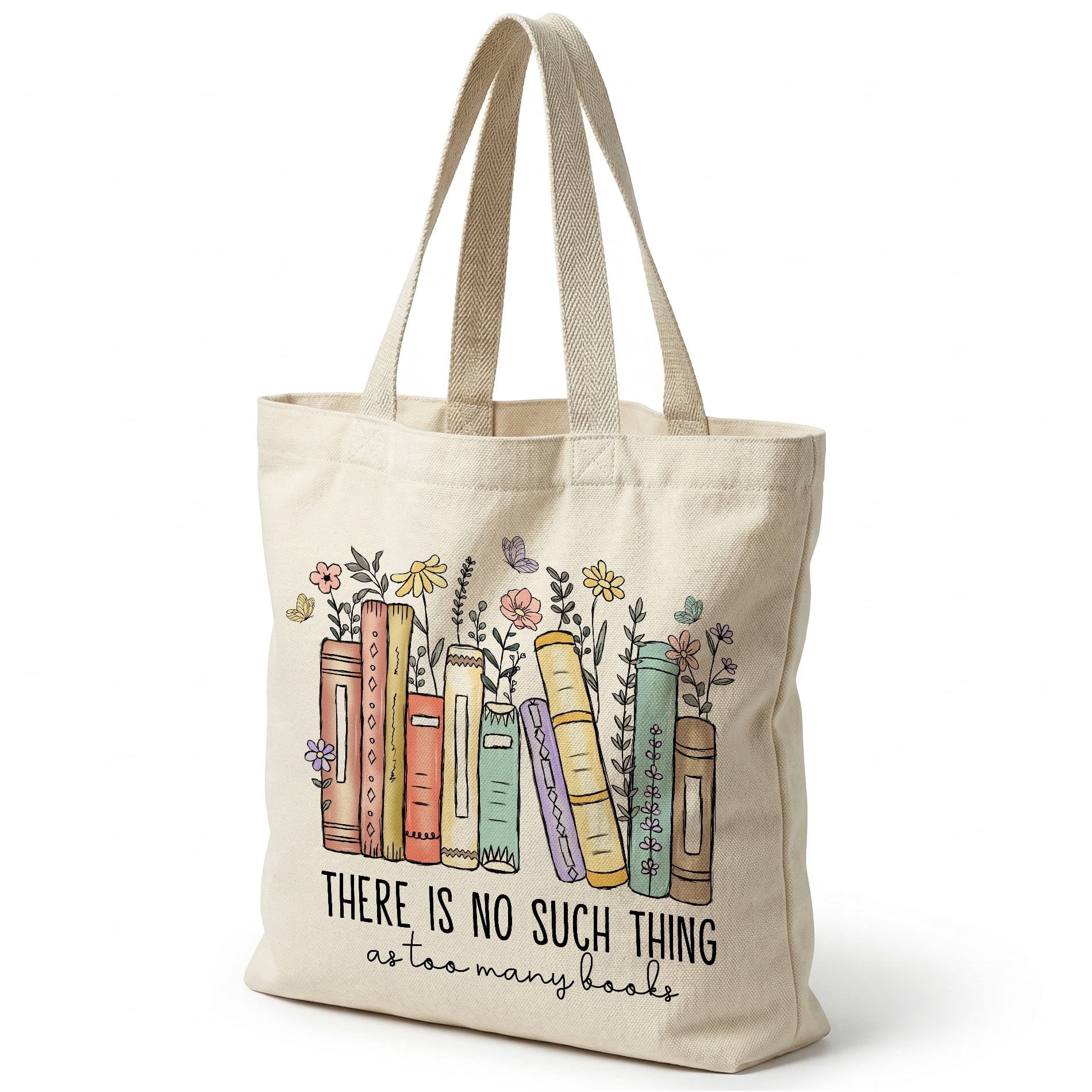 Canvas Tote Bag, There Is No Such Thing As Too Many Books Aesthetic ...