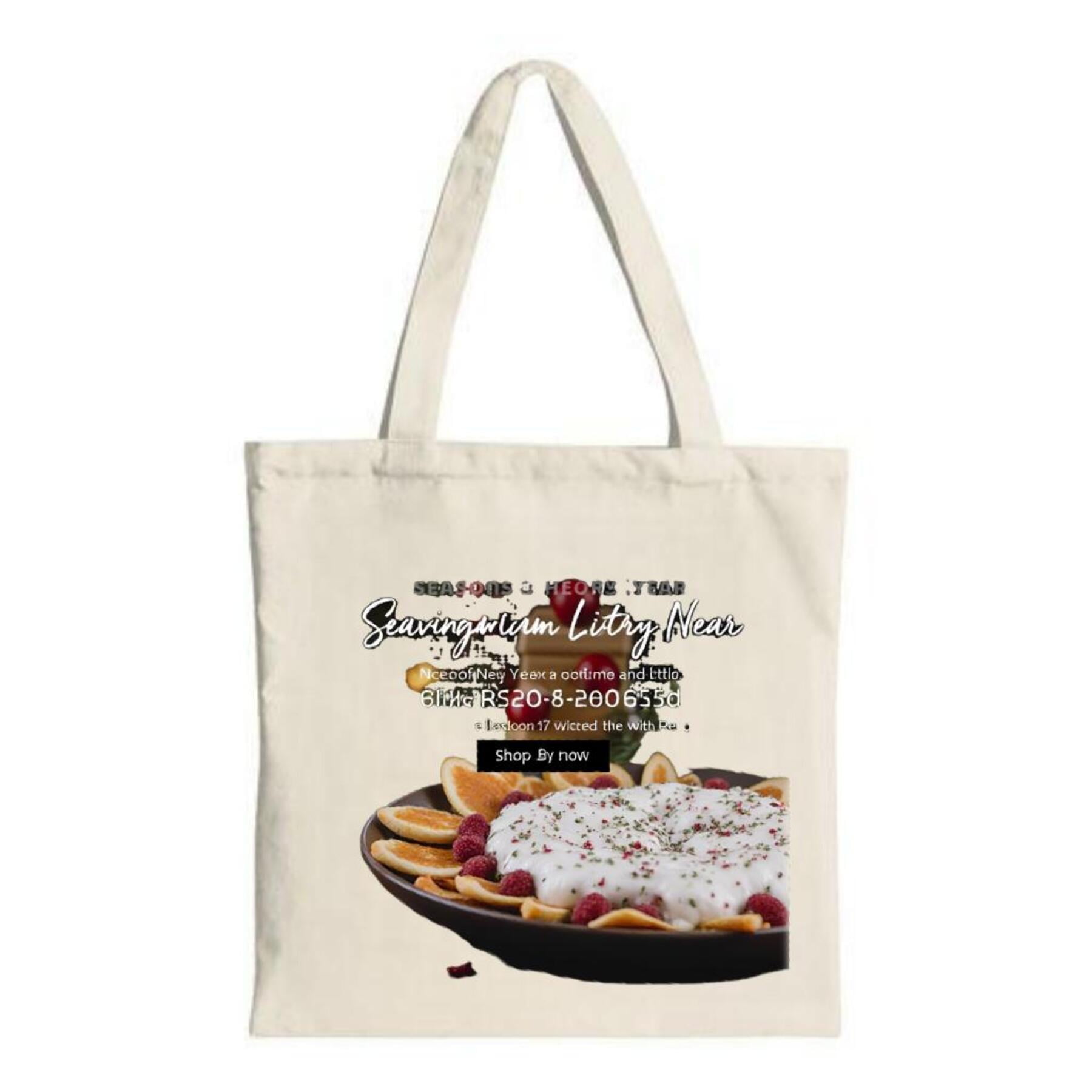 Canvas Tote Bag with Whimsical Design - Pancakes & Waffles with Whipped ...