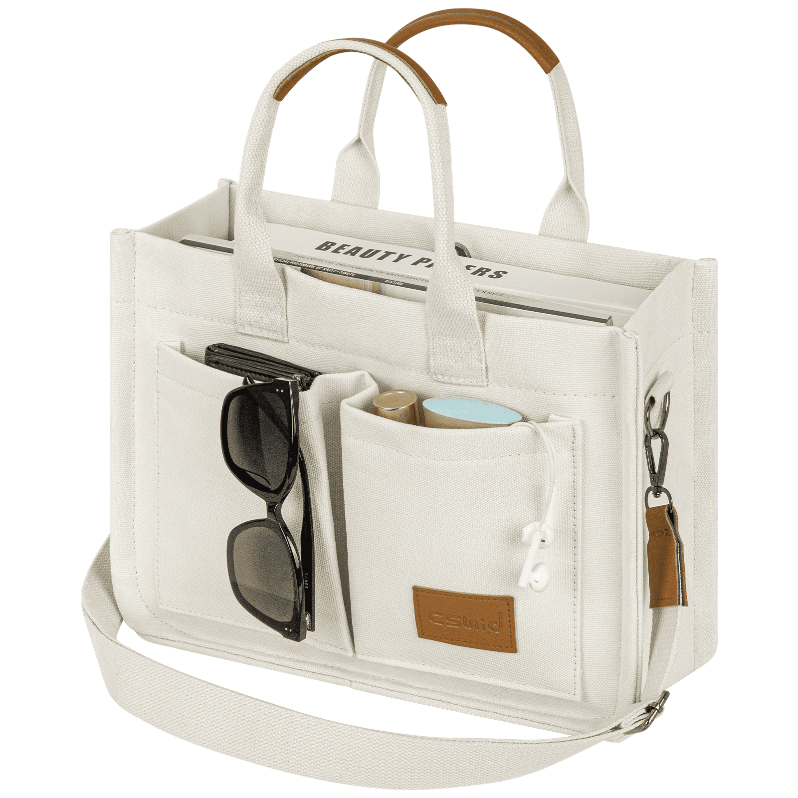 Canvas Tote Bag for Women With Pockets, Laptop Work Crossbody Everyday ...