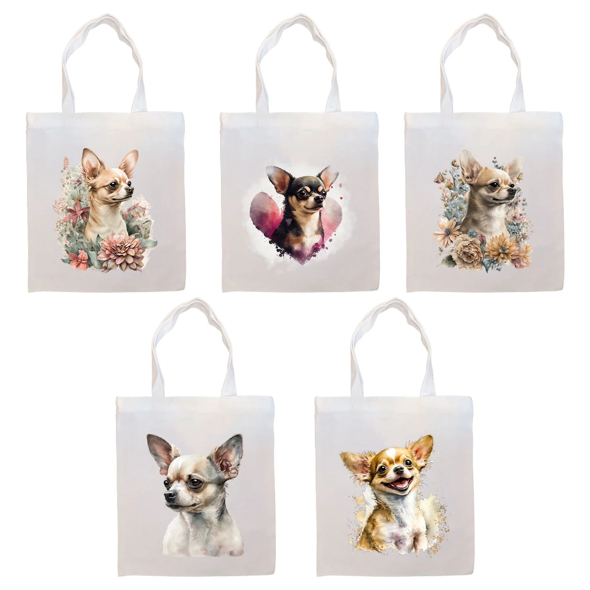 Canvas Tote Bag, Zippered With Handles Inner Pocket, "Chihuahua" - Walmart.com