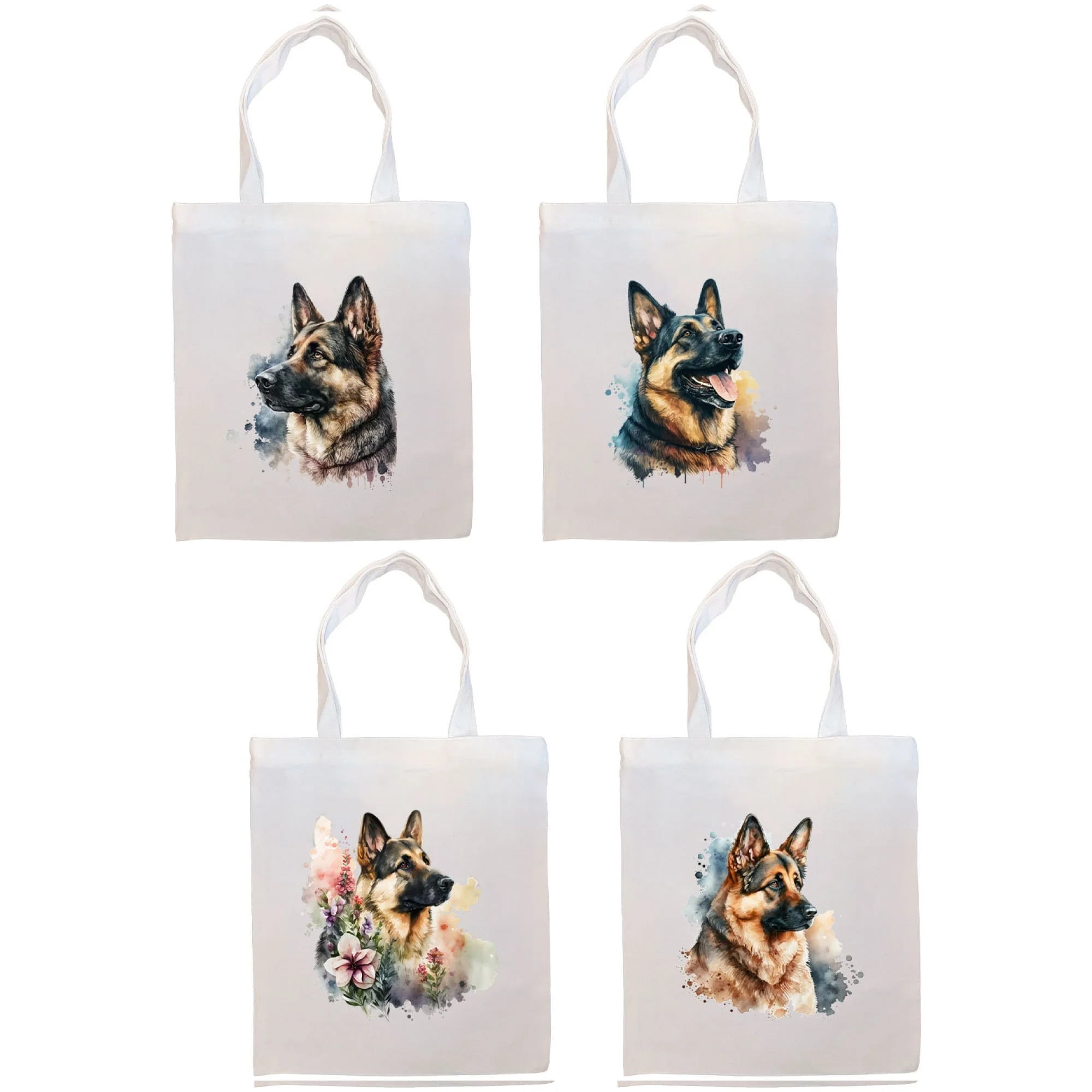 Canvas Tote Bag, Zippered With Handles Inner Pocket, German Shepherd ...