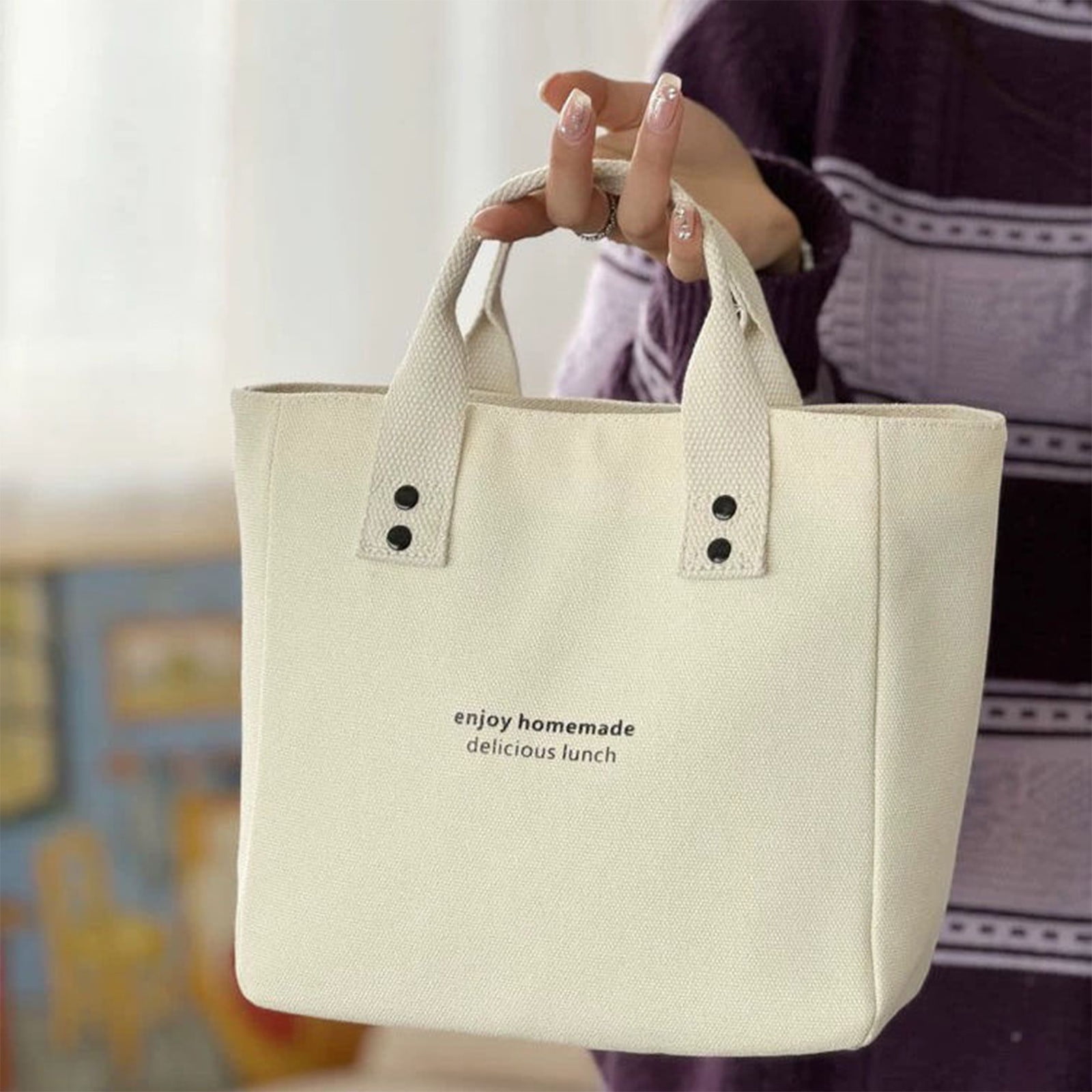 Canvas Tote Bag for Lunch | Japanese Bento Box Office Worker Bag ...