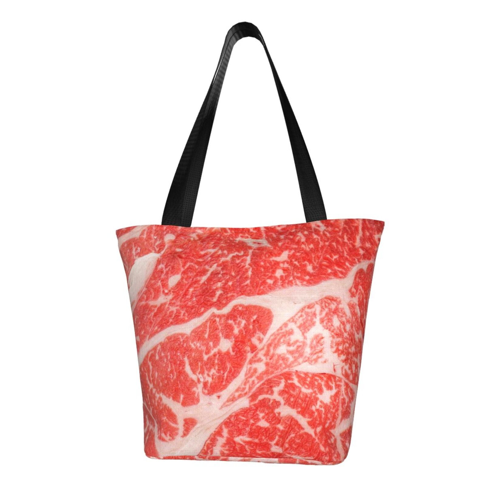 Canvas Tote Bag for Women Beef Steaks Shoulder Tote Tag with Inner ...