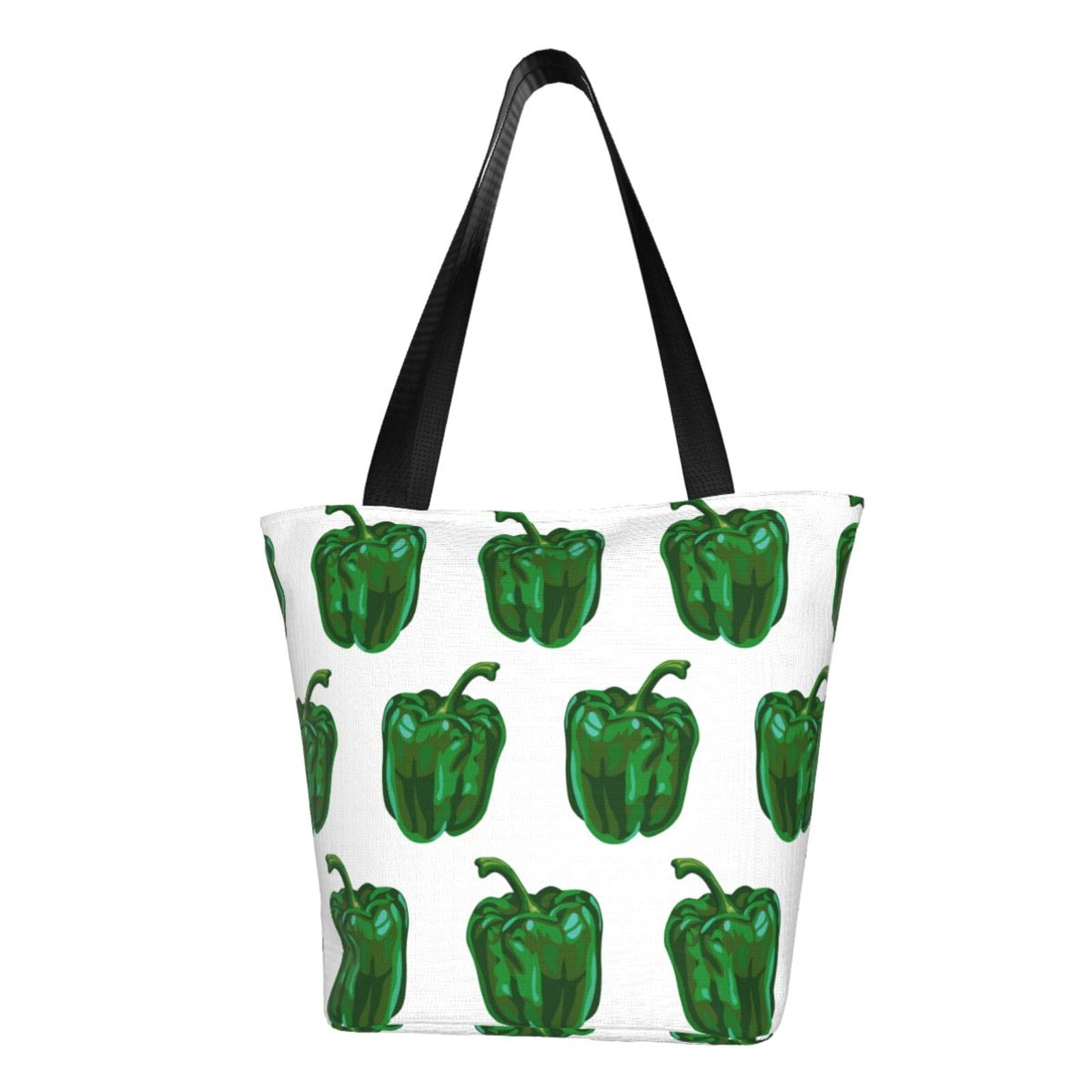 Canvas Tote Bag for Women Bell Pepper Pattern green Shoulder Tote Tag ...