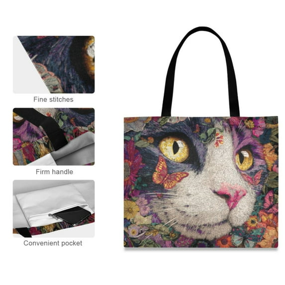 Canvas Tote Bag for Women Girls Design Print Blossom and Butterfly ...