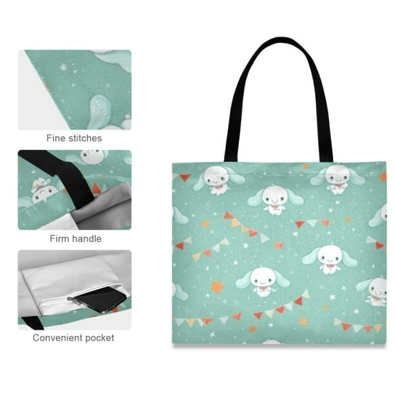 Canvas Tote Bag for Women Girls Design Print Bunny Flag Totes - Walmart.com