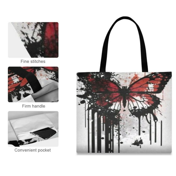 Canvas Tote Bag for Women Girls Design Print Butterfly's Fiery Dance ...