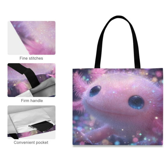 Canvas Tote Bag for Women Girls Design Print Dreamy Pink Axolotl Totes ...