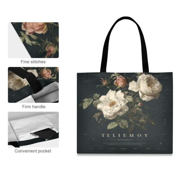 Canvas Tote Bag for Women Girls Design Print Floral Love Totes ...