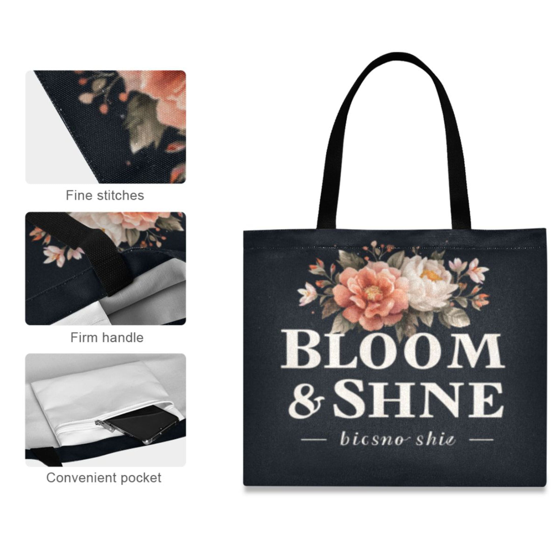 Canvas Tote Bag for Women Girls Design Print Glow & Blossom Totes ...