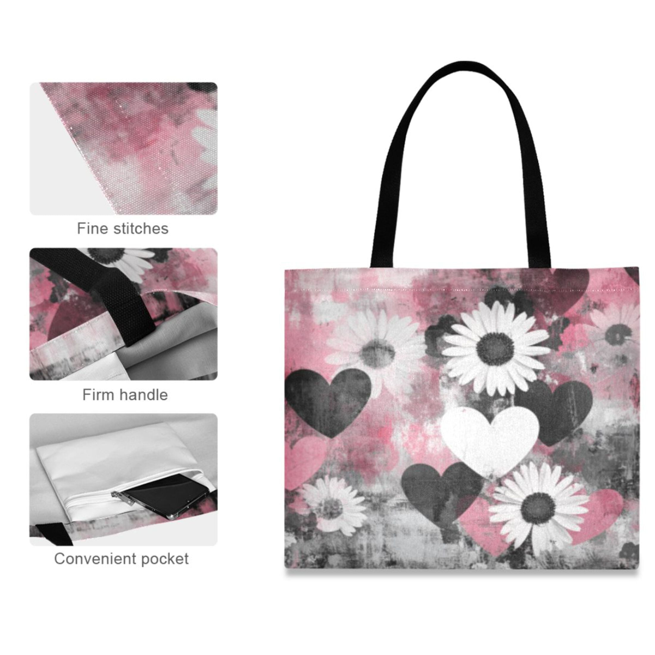 Canvas Tote Bag for Women Girls Design Print Love in Bloom Totes ...
