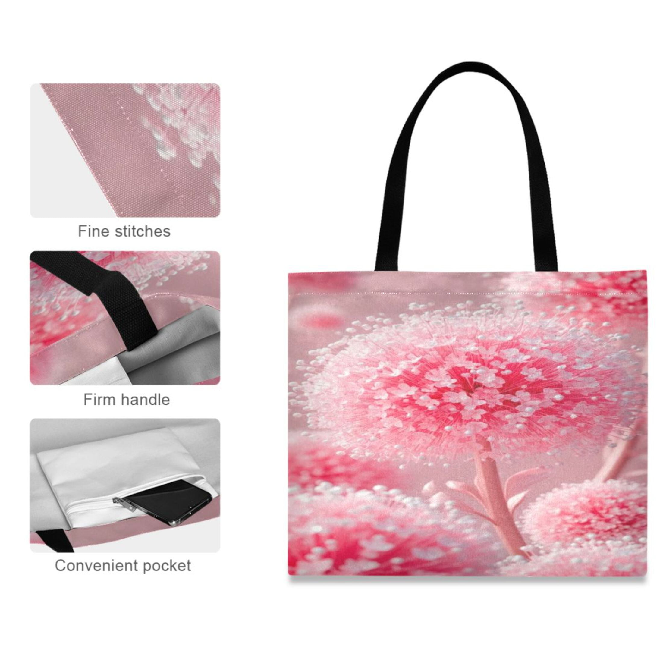 Canvas Tote Bag for Women Girls Design Print Pink Bloom Totes - Walmart.com