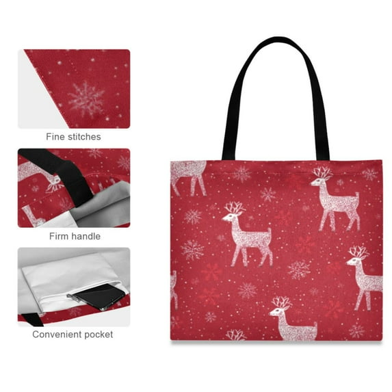 Canvas Tote Bag for Women Girls Design Print Scarlet Reindeer Frosted ...