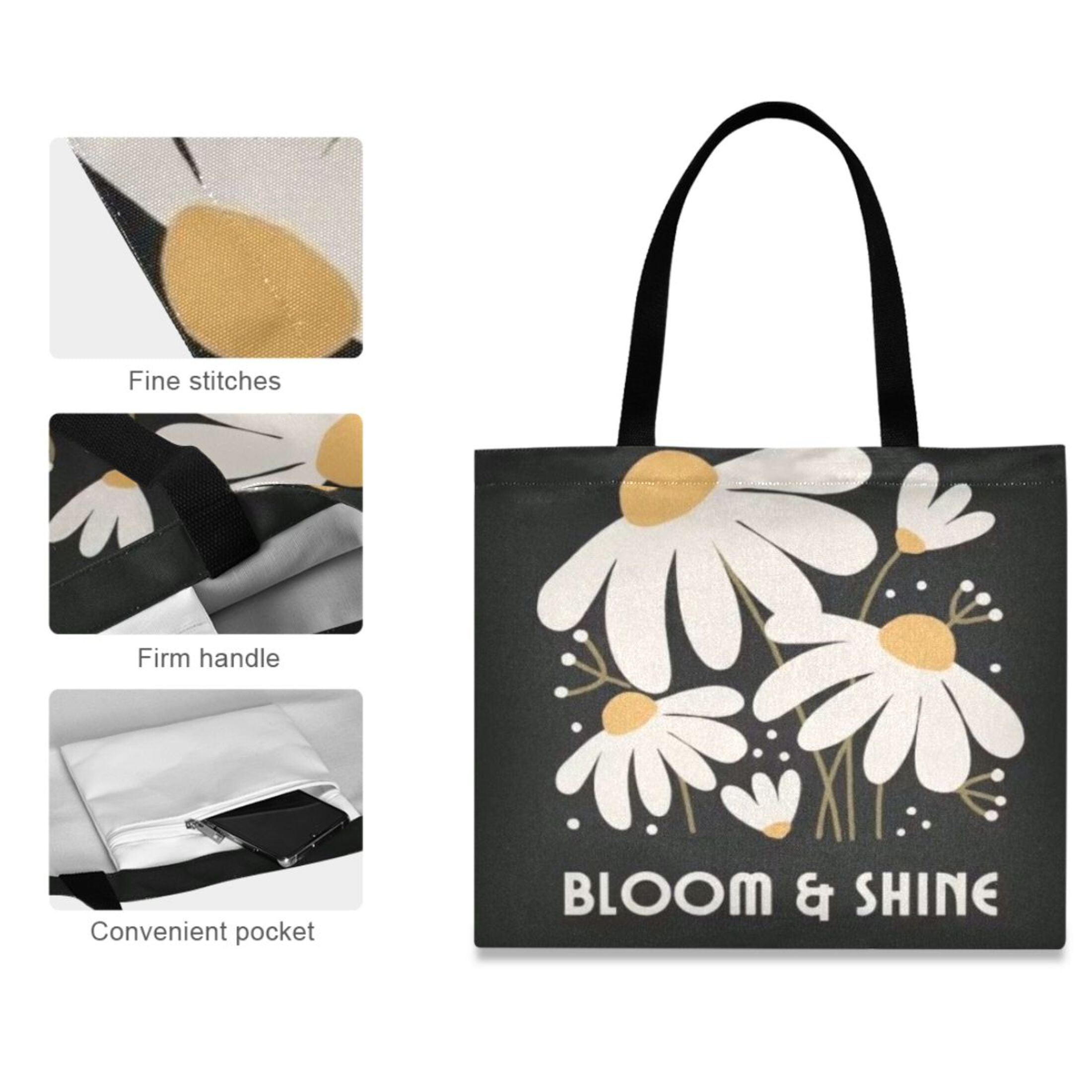 Canvas Tote Bag for Women Girls Design Print Shining Bloom Totes ...
