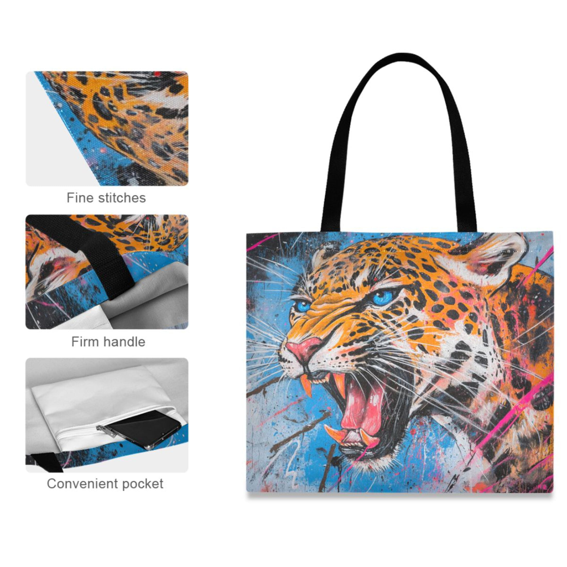 Canvas Tote Bag for Women Girls Design Print Vivid Predator Tote ...