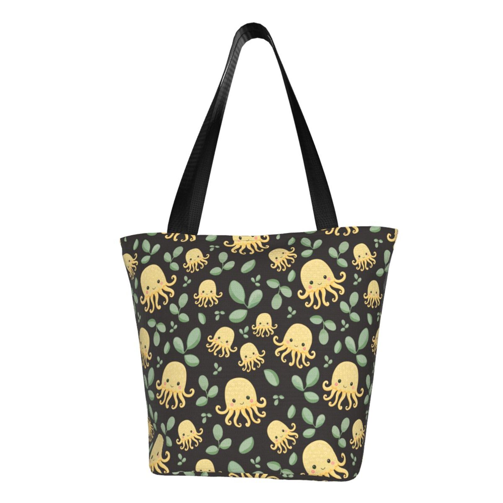 Canvas Tote Bag for Women Octopuses And Leaves Shoulder Tote Tag with ...