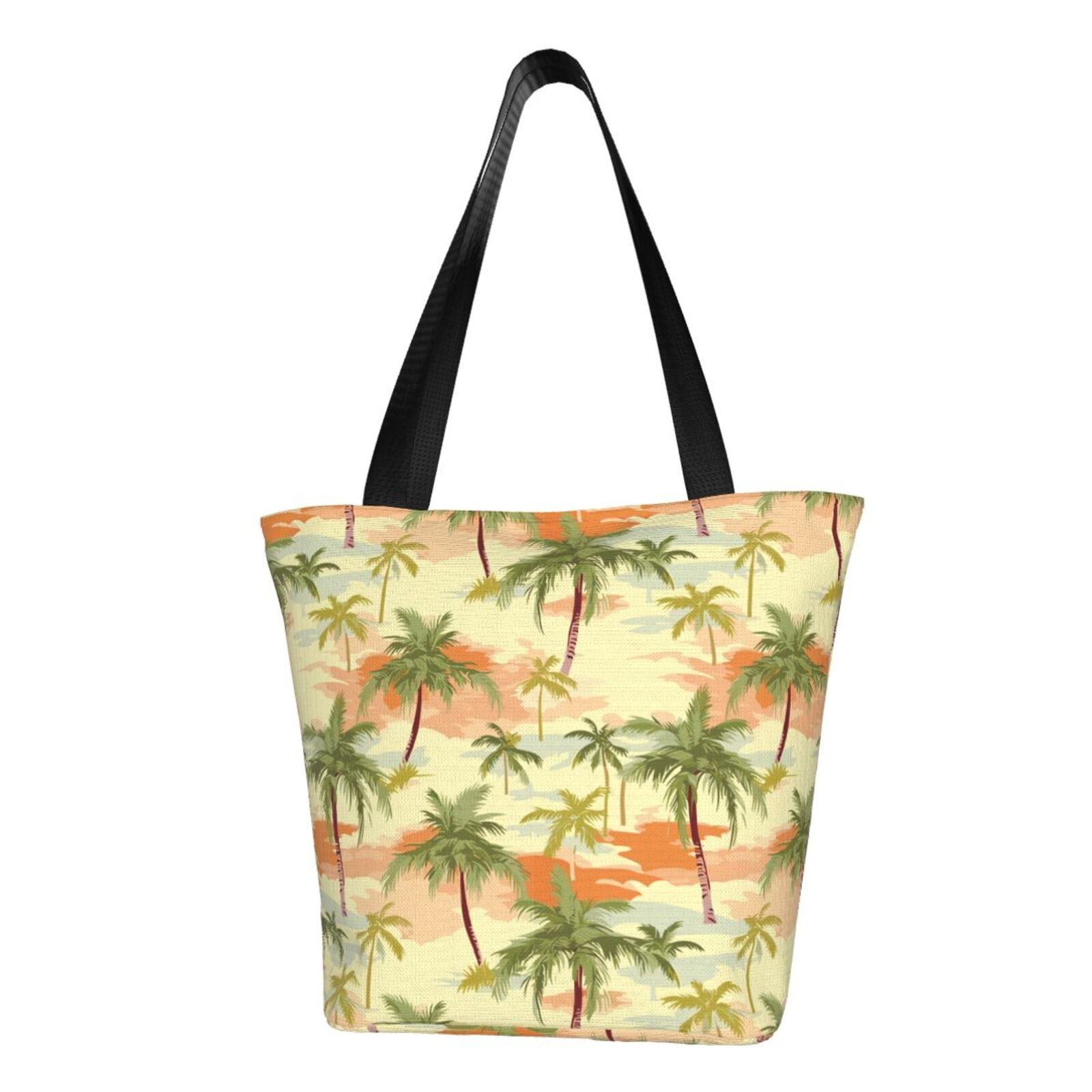 Canvas Tote Bag for Women Palm tree_AO Shoulder Tote Tag with Inner ...