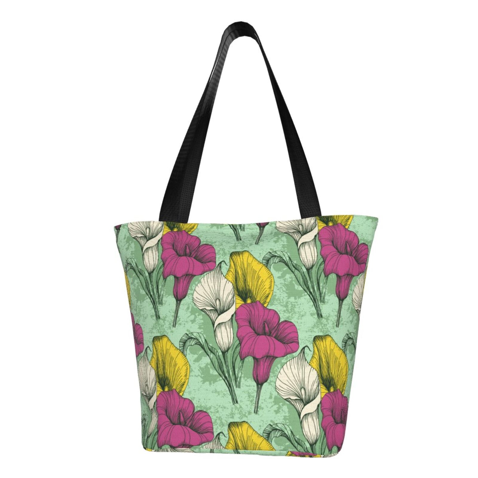 Canvas Tote Bag for Women Yellow Blue Purple Calla Lily Flowers ...