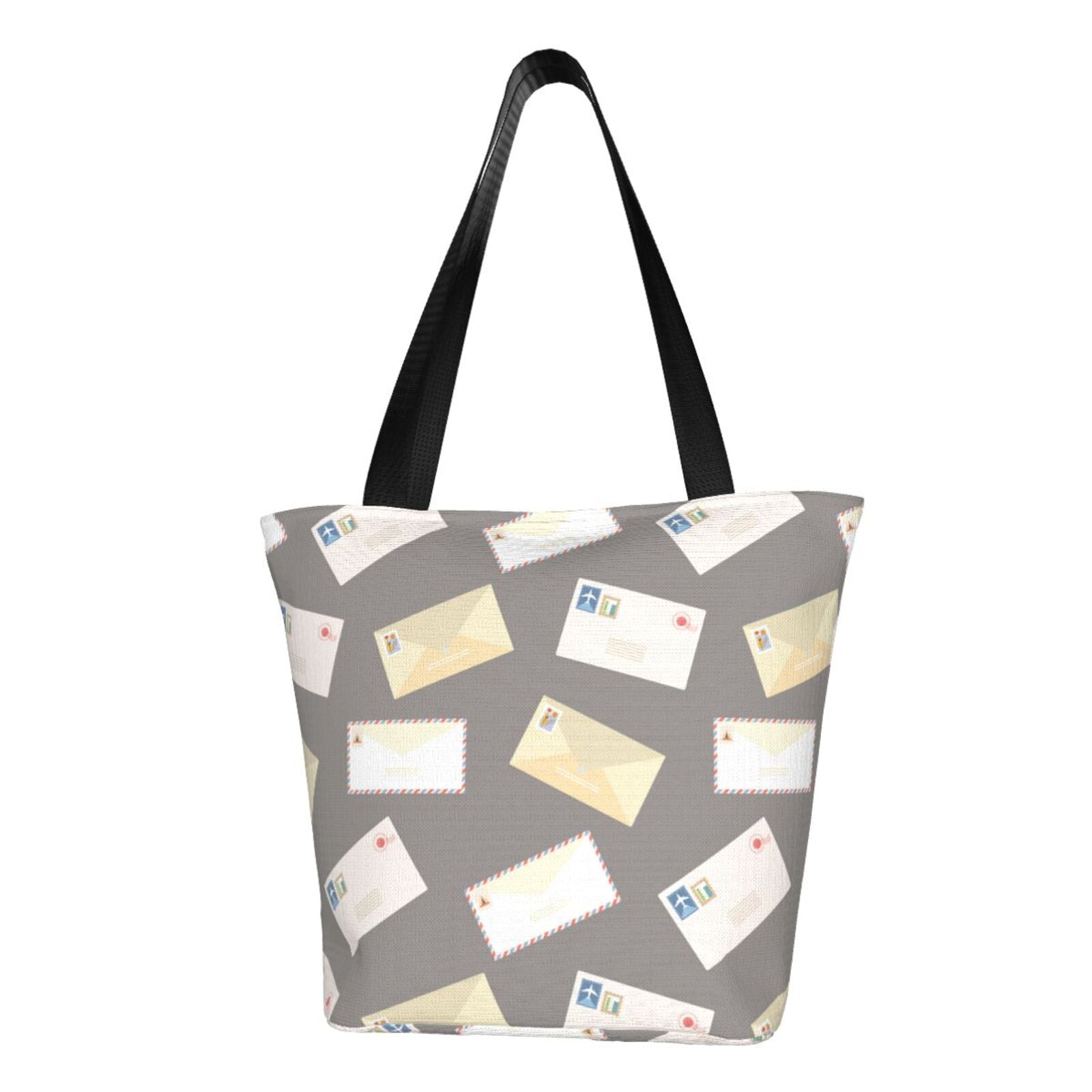 Canvas Tote Bag for Women envelope Pattern Shoulder Tote Tag with Inner ...