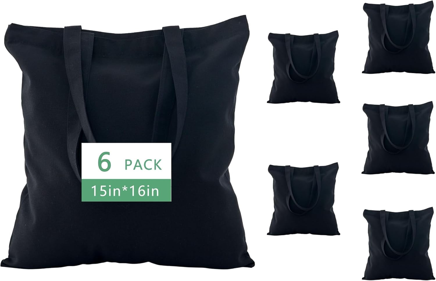 Canvas Tote Bags 15x16 - 2 | 6 | 12 Pack Totes for Grocery, Crafts, DIY ...