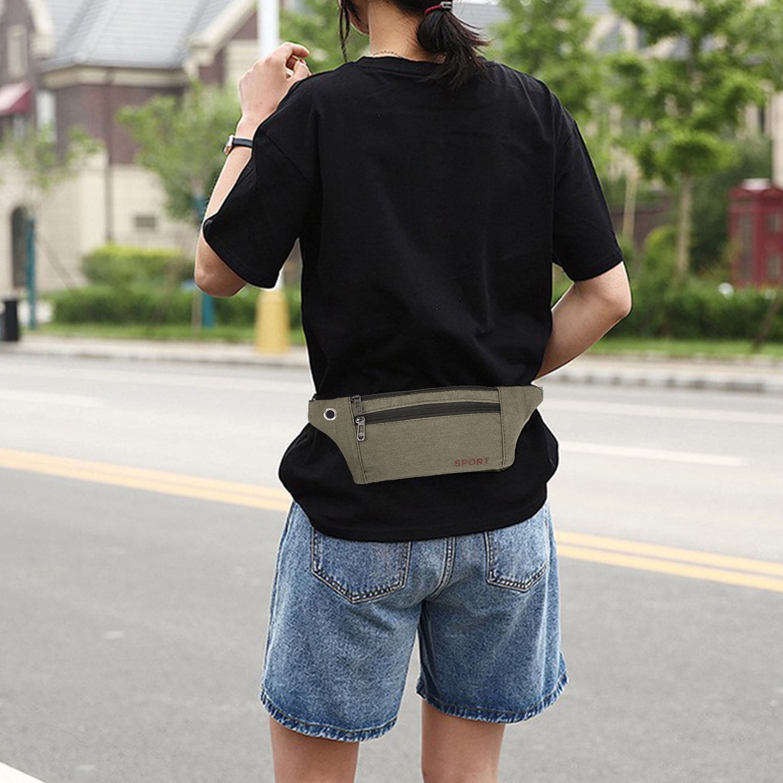 Canvas Travel Waist Pack with Adjustable Strap, Multi-Pocket Crossbody ...