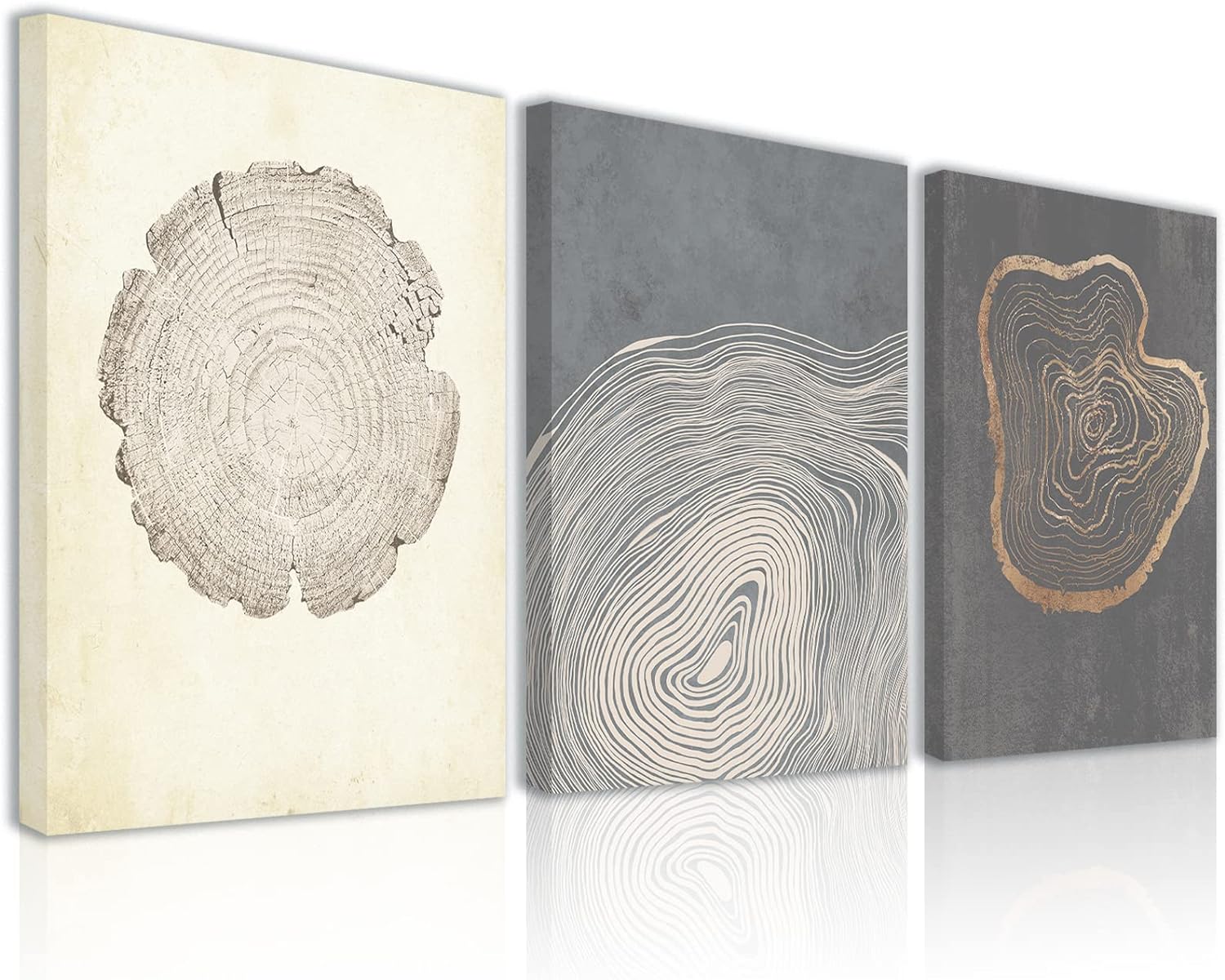 Canvas Tree Ring Wall Art, Pastel Gray Artwork, Minimalist Wall Art-12 ...