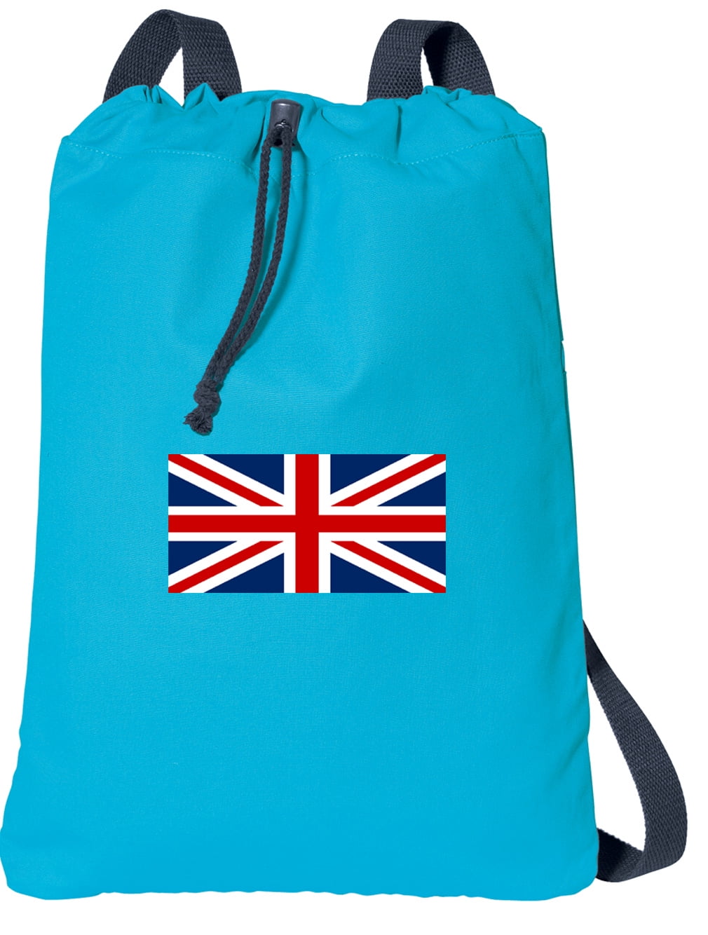 Canvas United Kingdom Drawstring Backpack Aqua Natural Cotton England ...