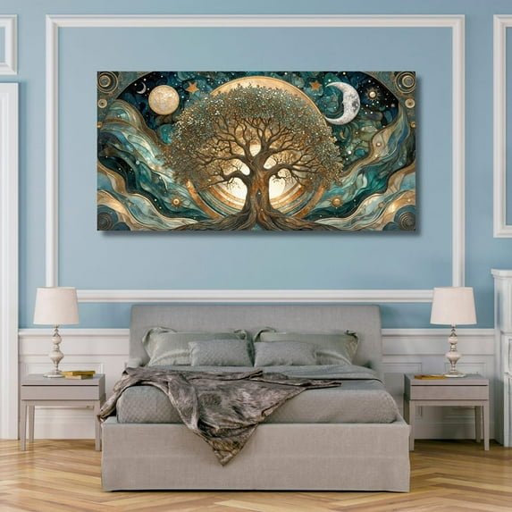 Canvas WAll ART Celestial Tree of Life Canvas poster– Sun & Moon Cosmic ...