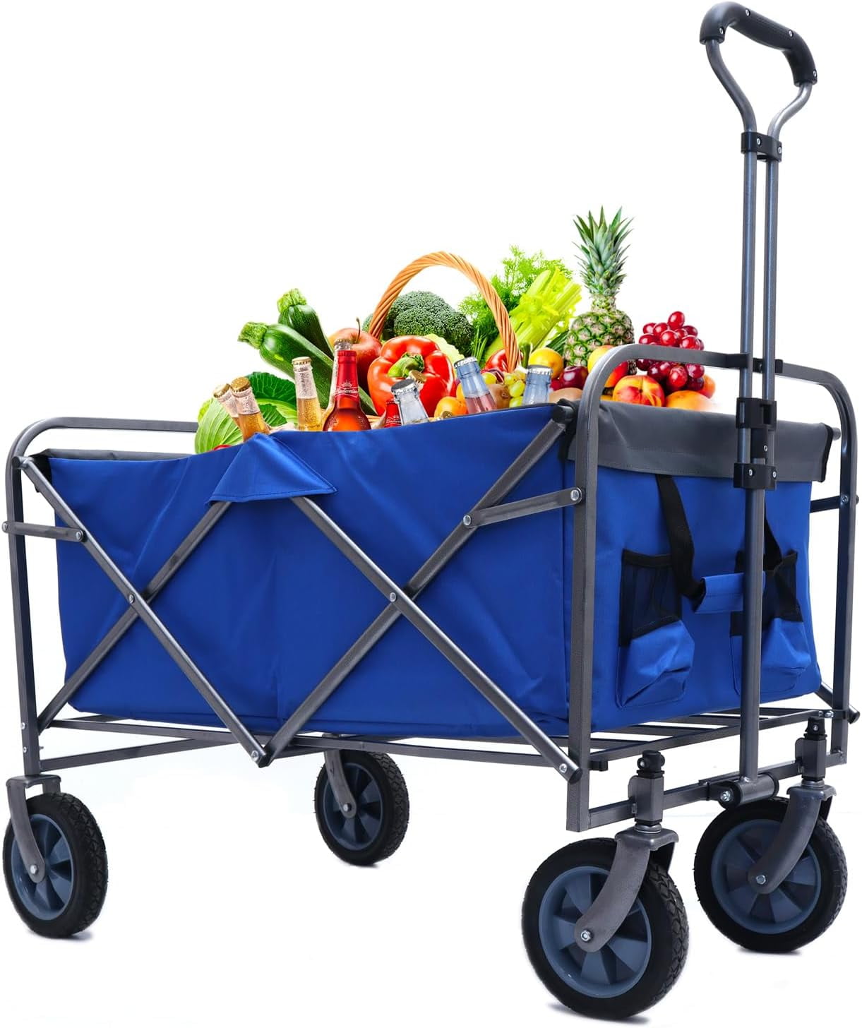 Canvas Wagon with Wheels Foldable, Collapsible Folding Wagon Utility ...