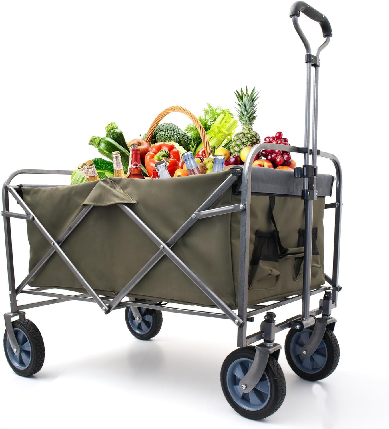 Canvas Wagon with Wheels Foldable, Collapsible Folding Wagon Utility ...
