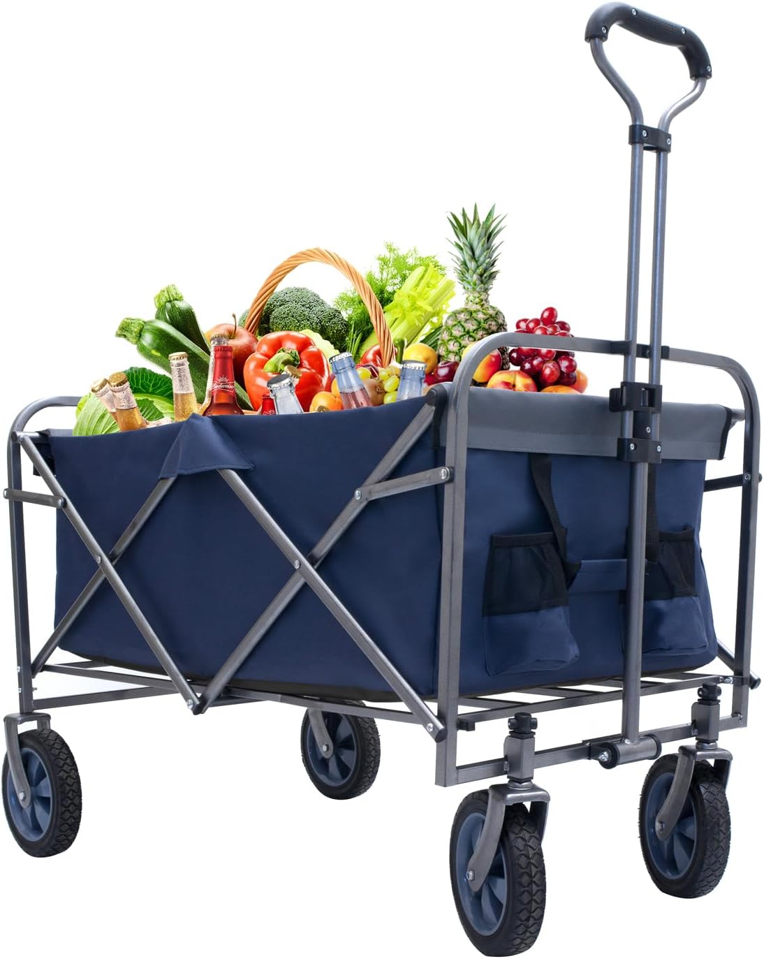 Canvas Wagon with Wheels Foldable, Collapsible Folding Wagon Utility ...