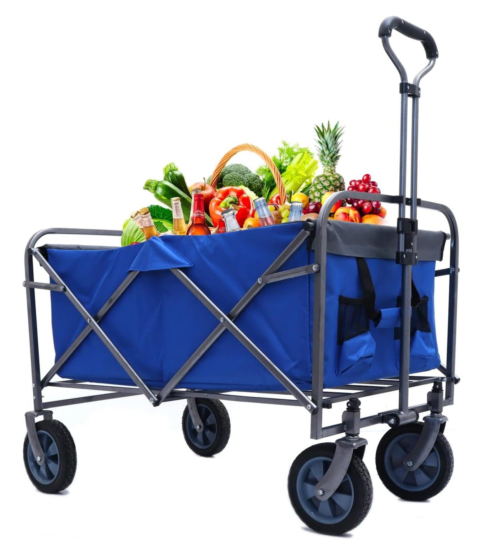 Canvas Wagon with Wheels Foldable, Collapsible Folding Wagon Utility ...