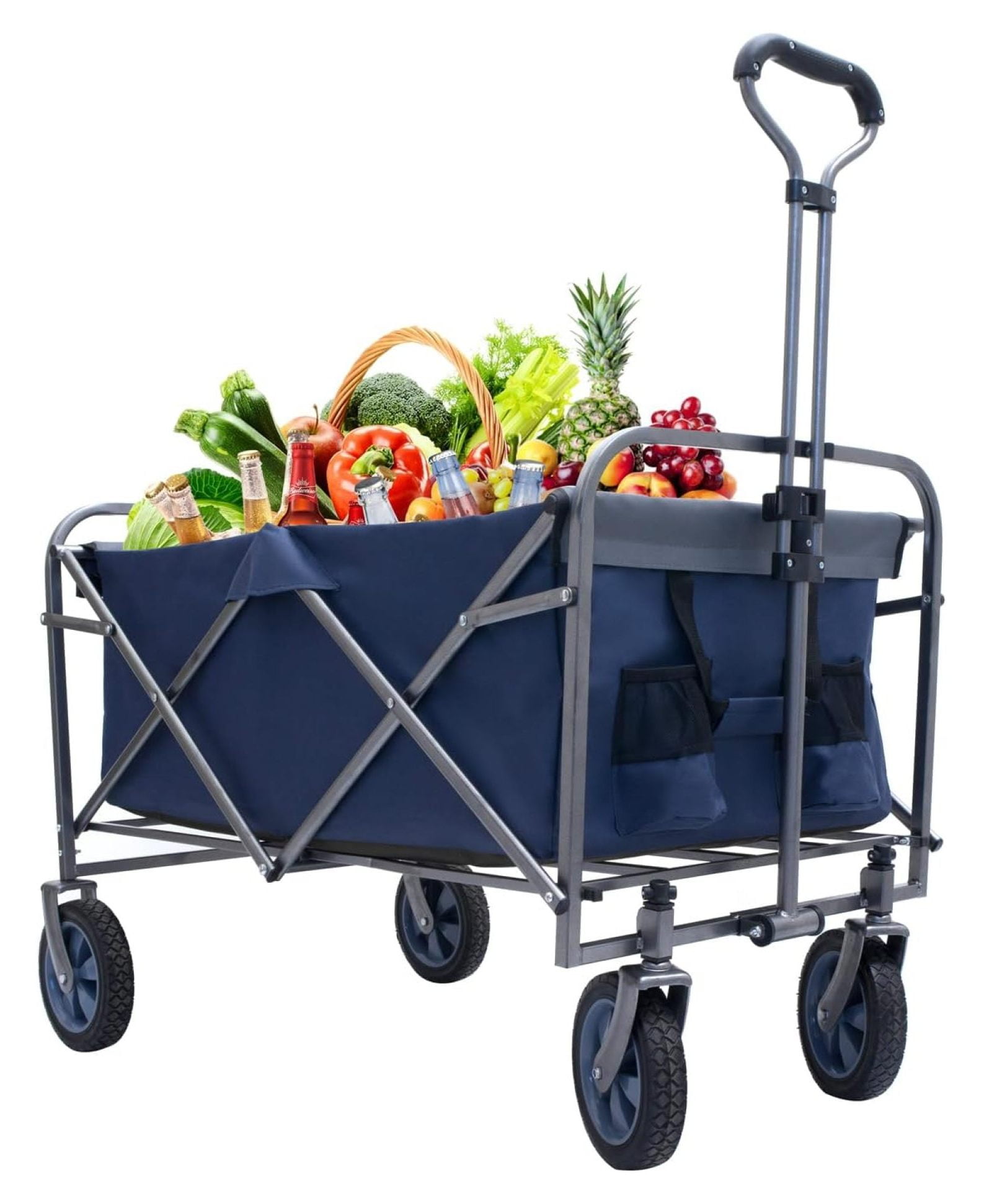 Canvas Wagon with Wheels Foldable, Collapsible Folding Wagon Utility ...
