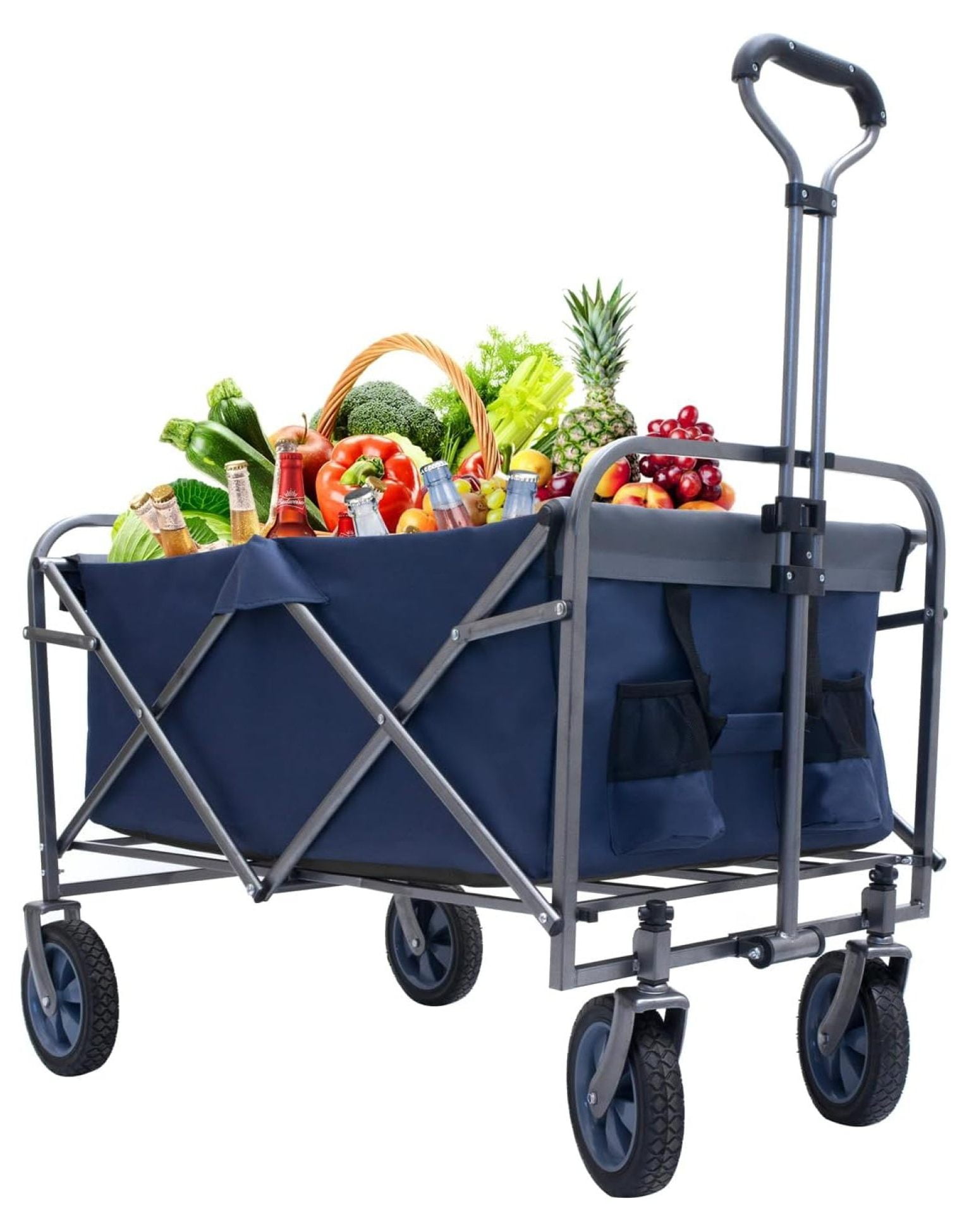 Canvas Wagon with Wheels Foldable, Collapsible Folding Wagon Utility ...