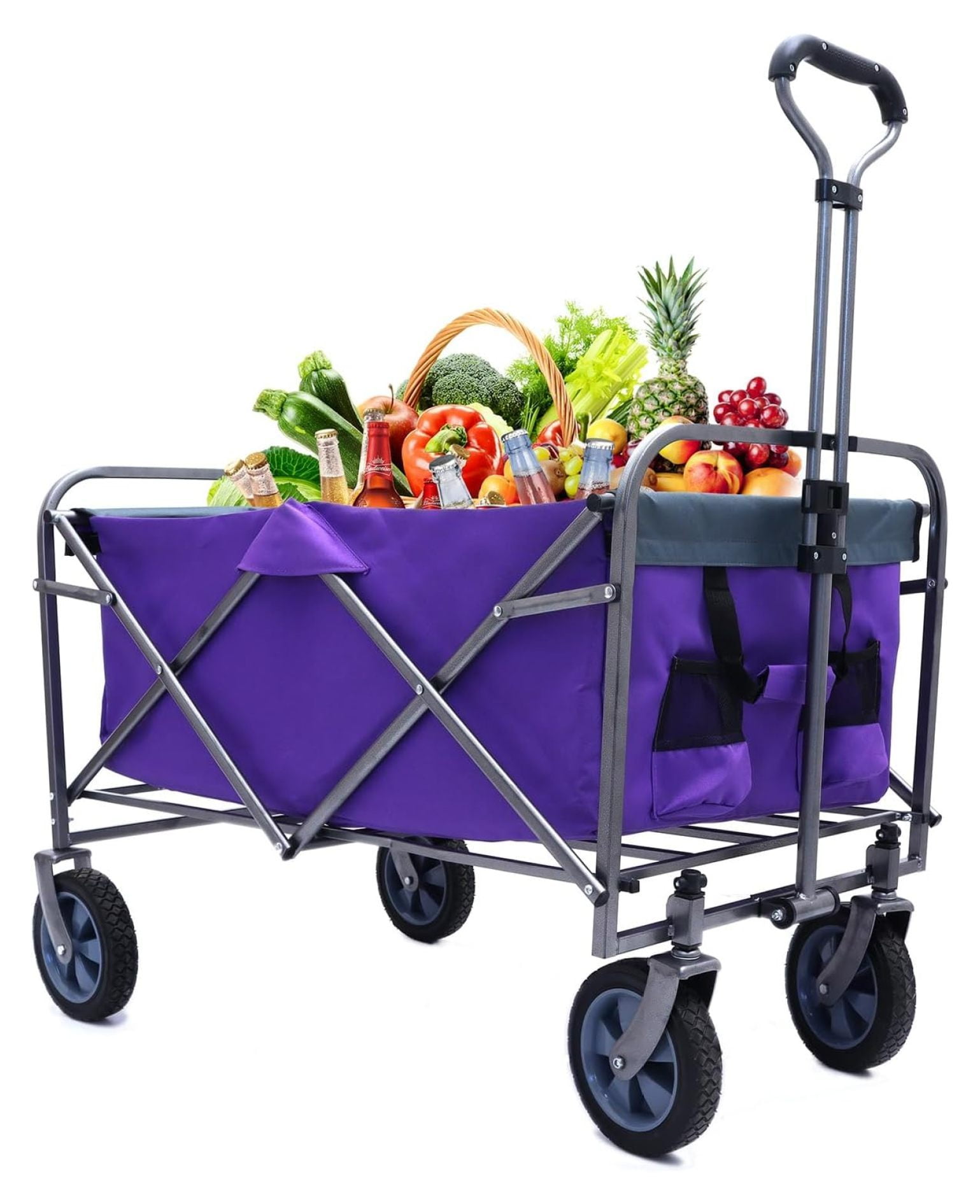 Canvas Wagon with Wheels Foldable, Collapsible Folding Wagon Utility ...