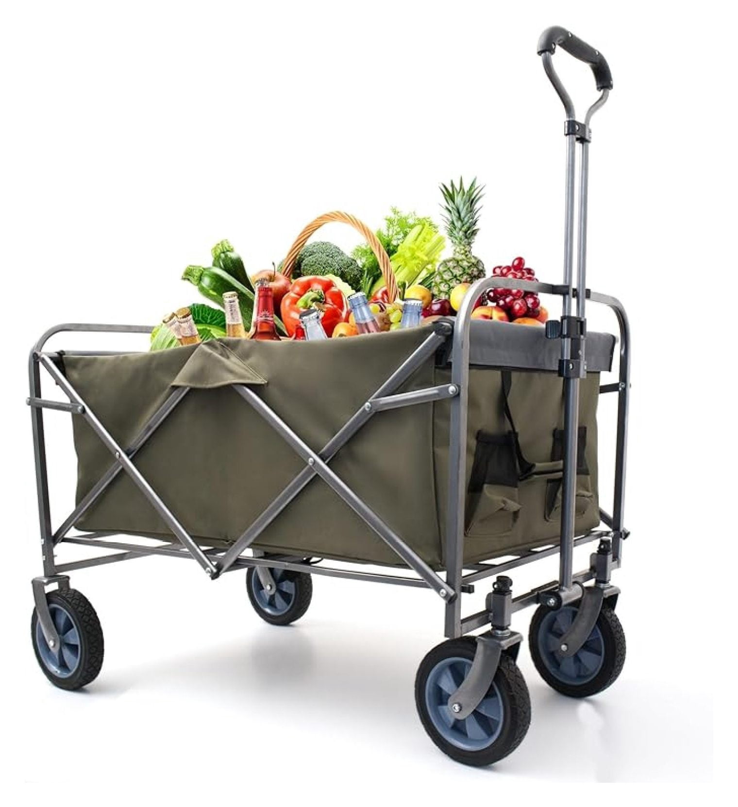 Canvas Wagon with Wheels Foldable, Collapsible Folding Wagon Utility ...