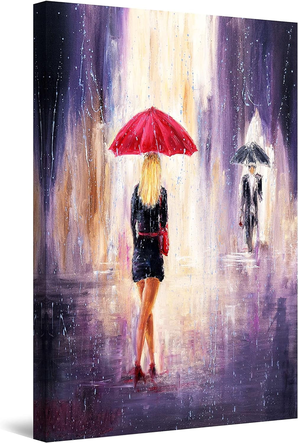 Canvas Wall Art Abstract - Woman with her Red Umbrella Painting ...