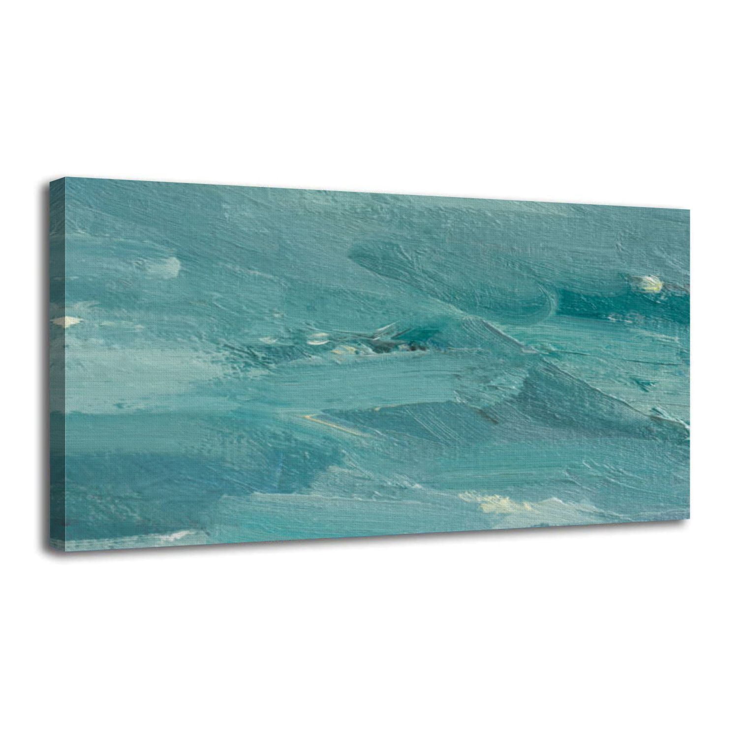 Canvas Wall Art Abstract oil painting blue turquoise sea Summer art ...