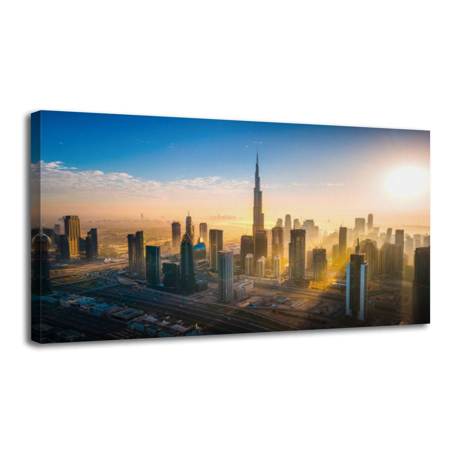 Canvas Wall Art Aerial skyline downtown filled modern skyscrapers UAE ...