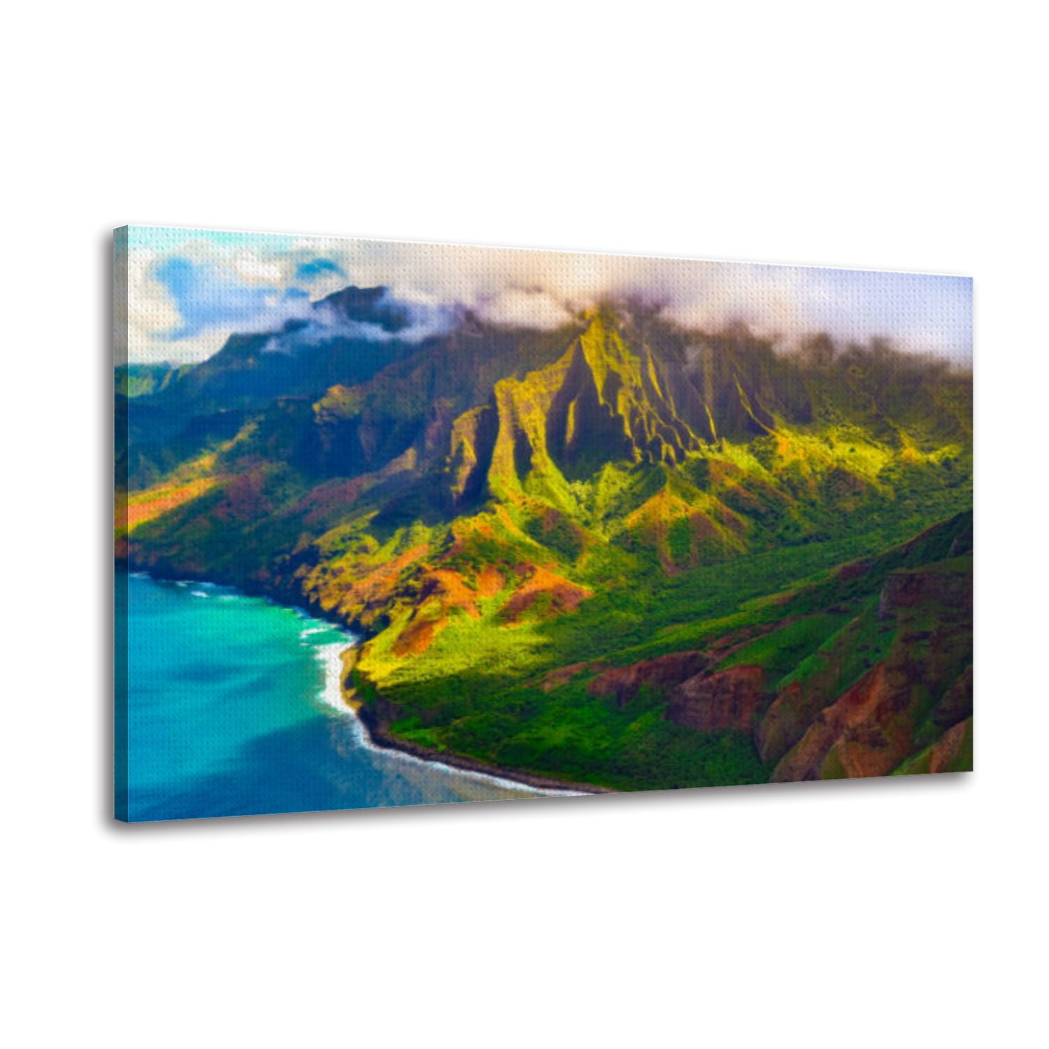 Canvas Wall Art Aerial view impressive Na Pali coast turquoise water ...
