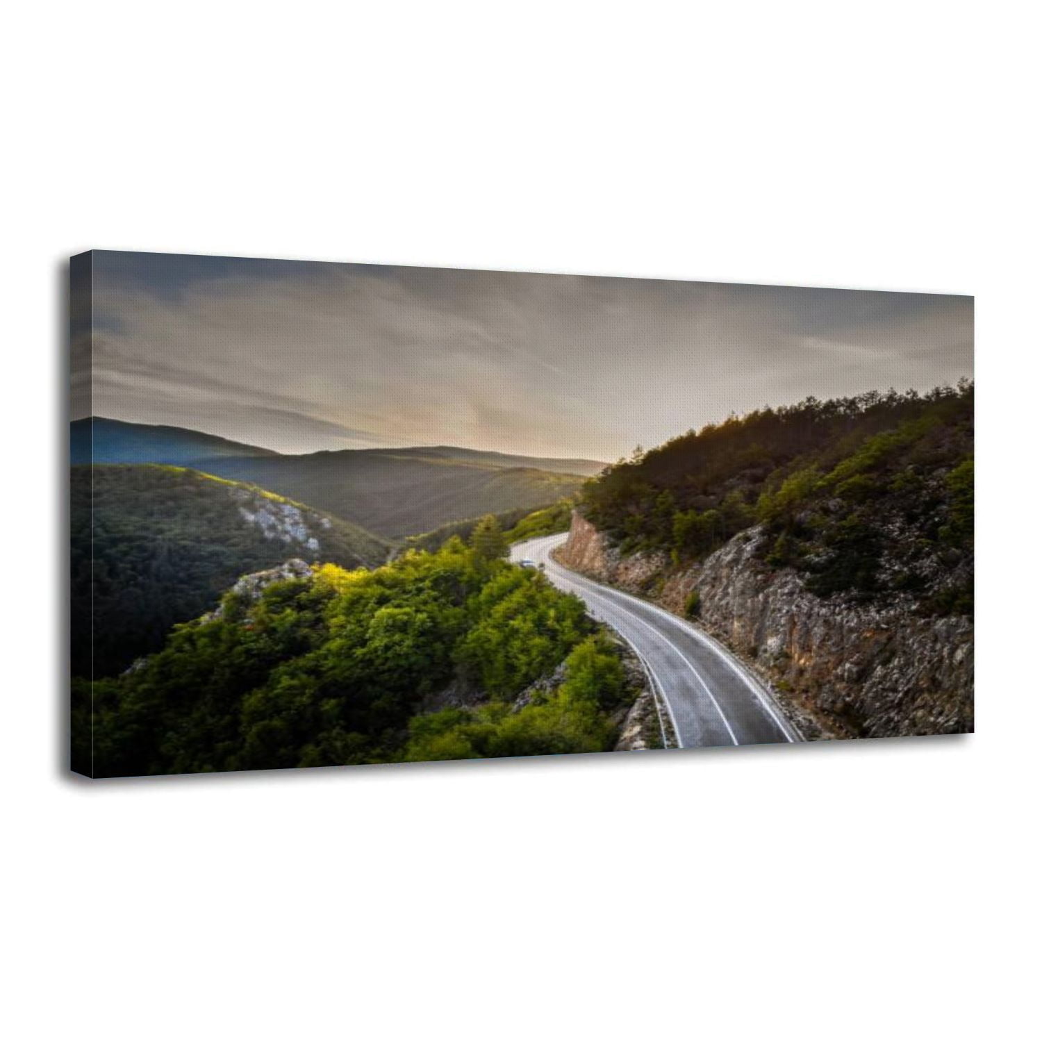 Canvas Wall Art Aerial view mountain road Wall Decor for Living Room ...