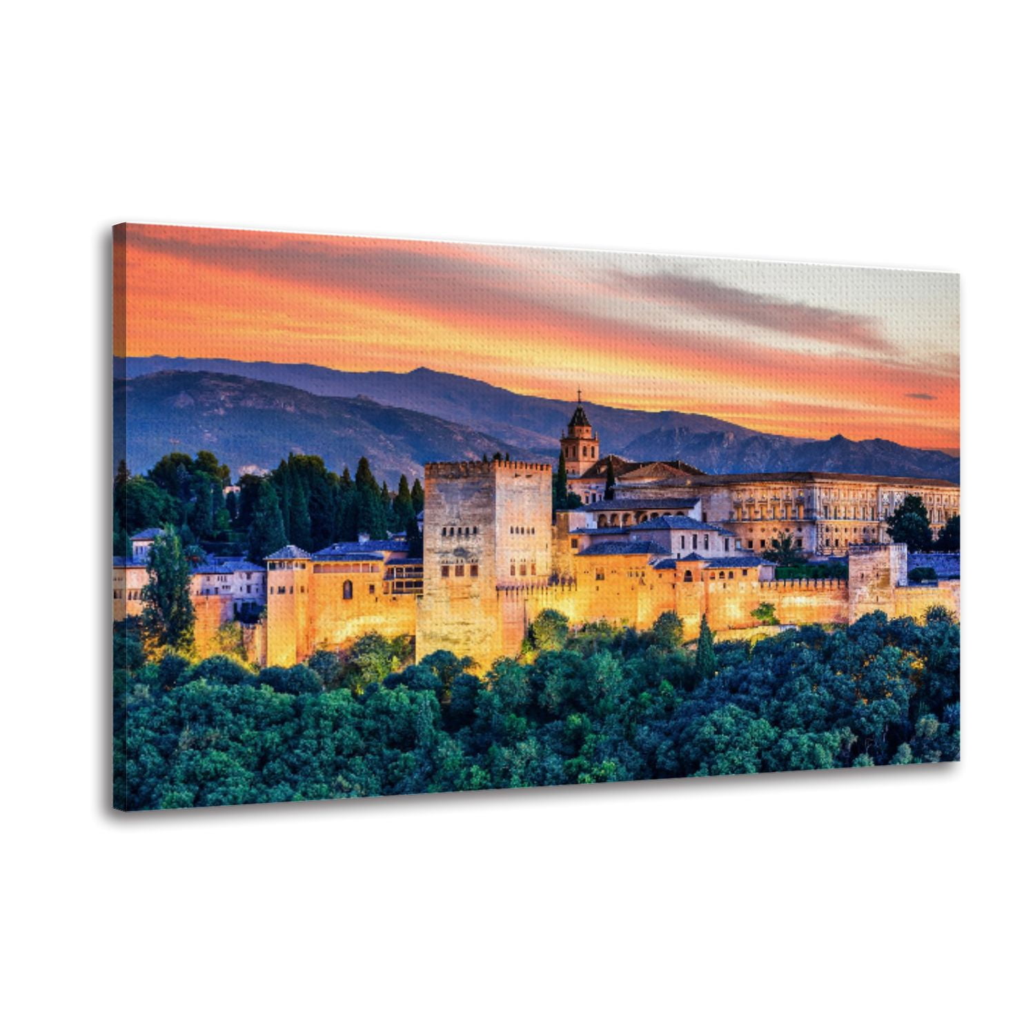 Canvas Wall Art Alhambra Granada Spain Alhambra fortress sunset Wall ...