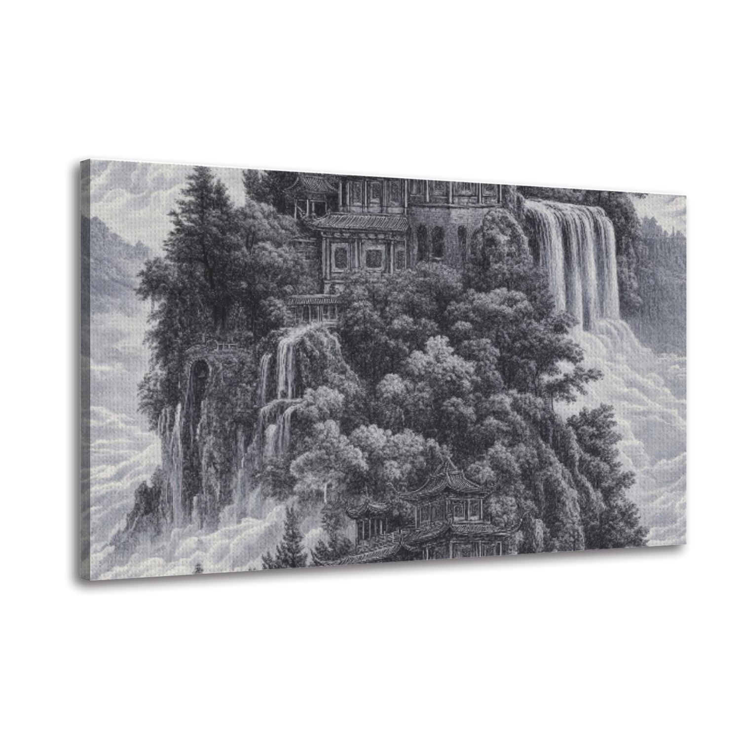 Canvas Wall Art Ancient Chinese Mist Ink Brush Art Print Wall Decor for ...
