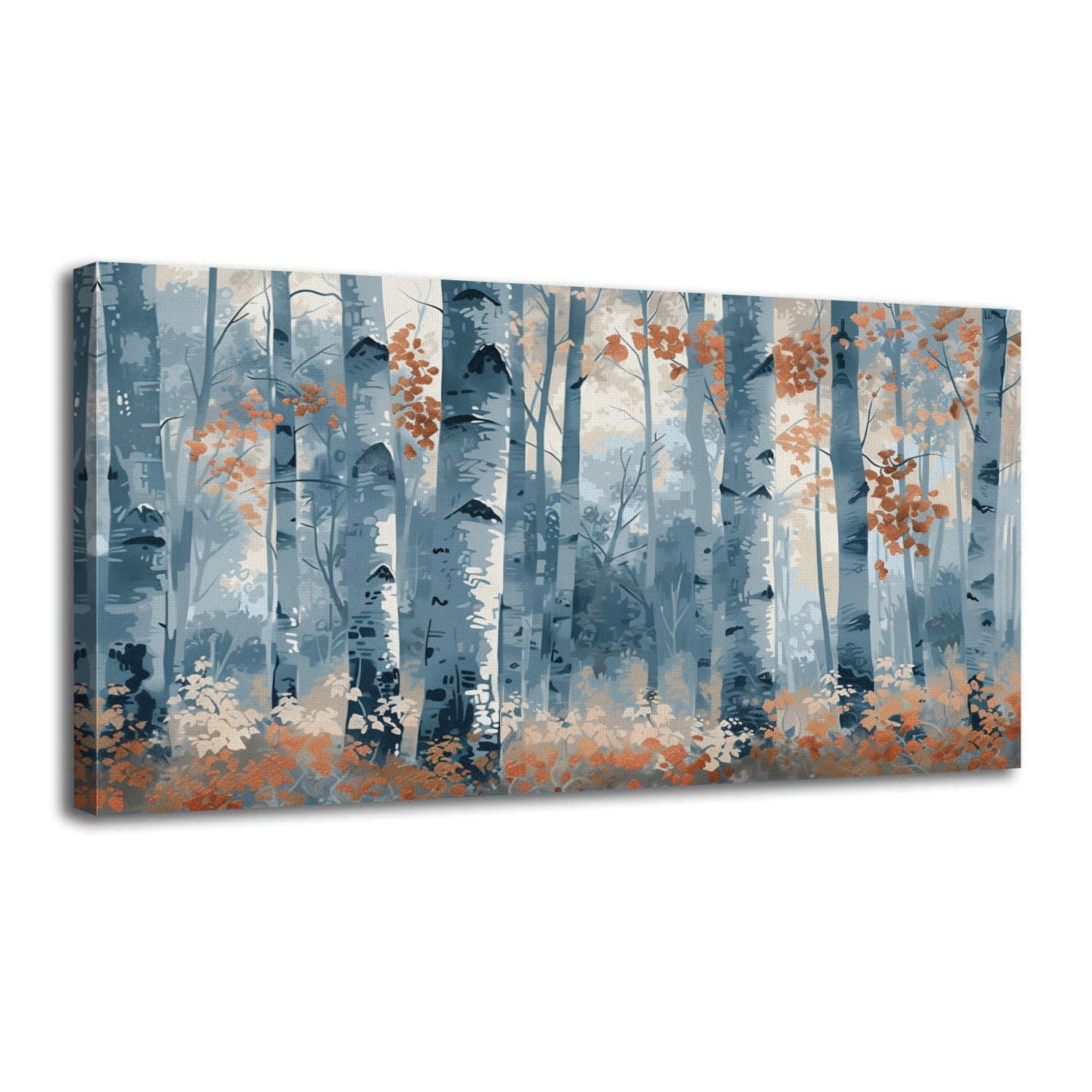 Canvas Wall Art Aspen Tree Modern Abstract Forest Landscape Bathroom ...